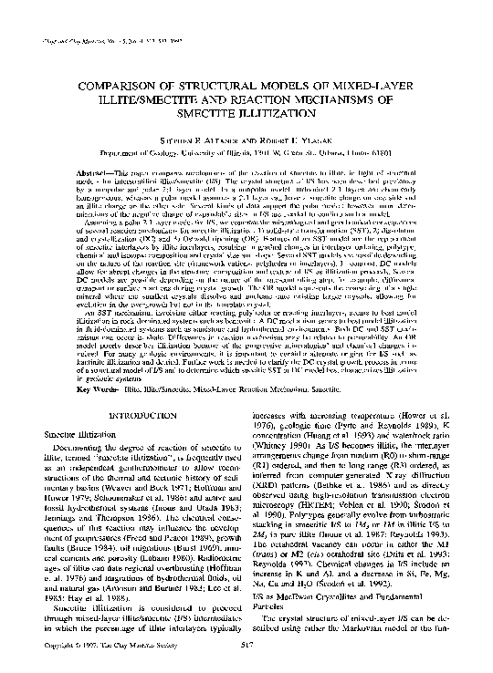 Pdf Comparison Of Structural Models Of Mixed Layer Illite Smectite