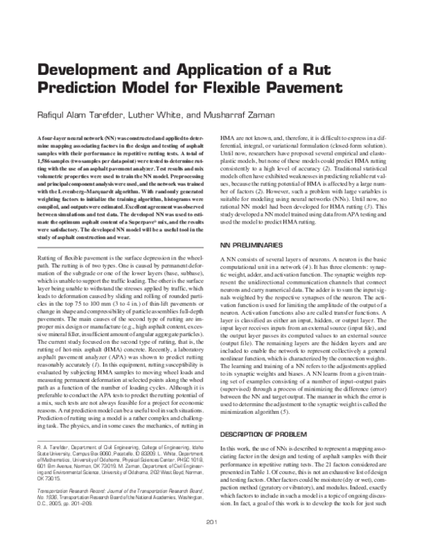 (PDF) Development and Application of a Rut Prediction Model for ...