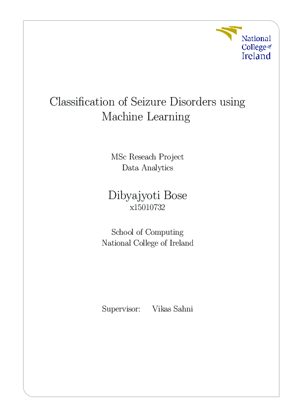 (PDF) Classification of Seizure Disorders using Machine Learning