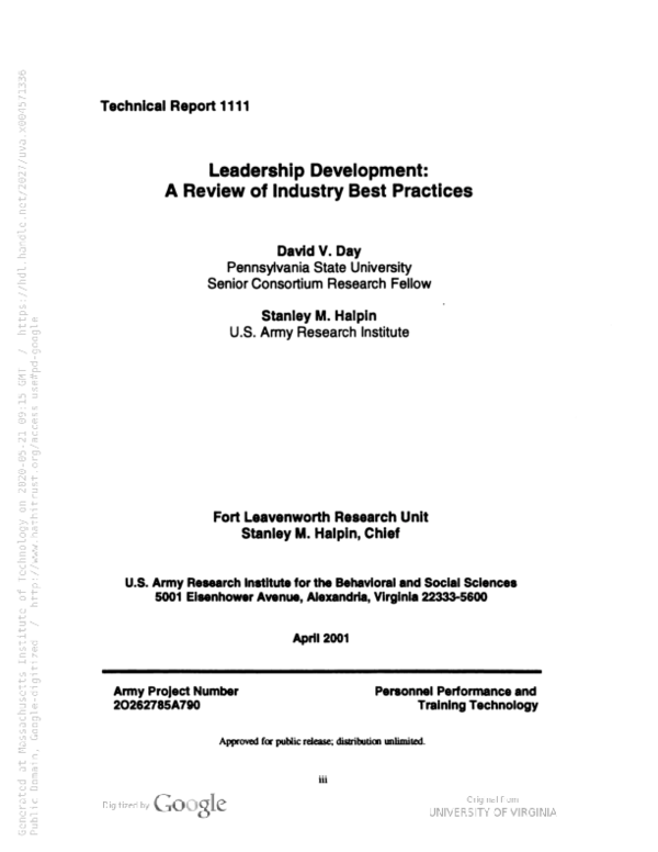 (PDF) Leadership Development: A Review of Industry Best Practices
