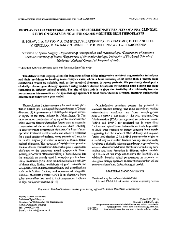 (PDF) Bioplasty for vertebral fractures: preliminary results of a pre ...