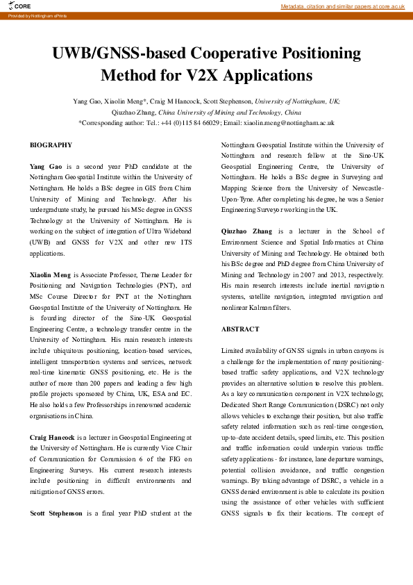 Pdf Uwb Gnss Based Cooperative Positioning Method For V2x Applications