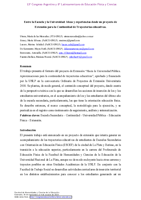 (PDF) Entre la Escuela y la Universidad: ideas y experiencias desde un ...