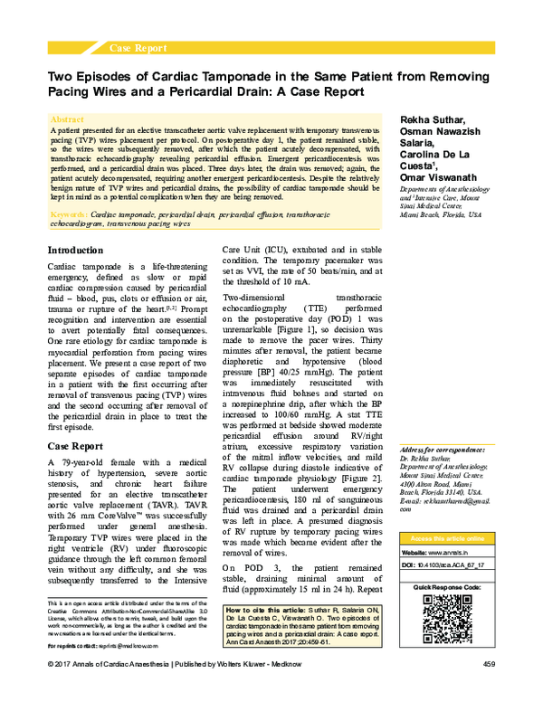 (PDF) Two episodes of cardiac tamponade in the same patient from ...
