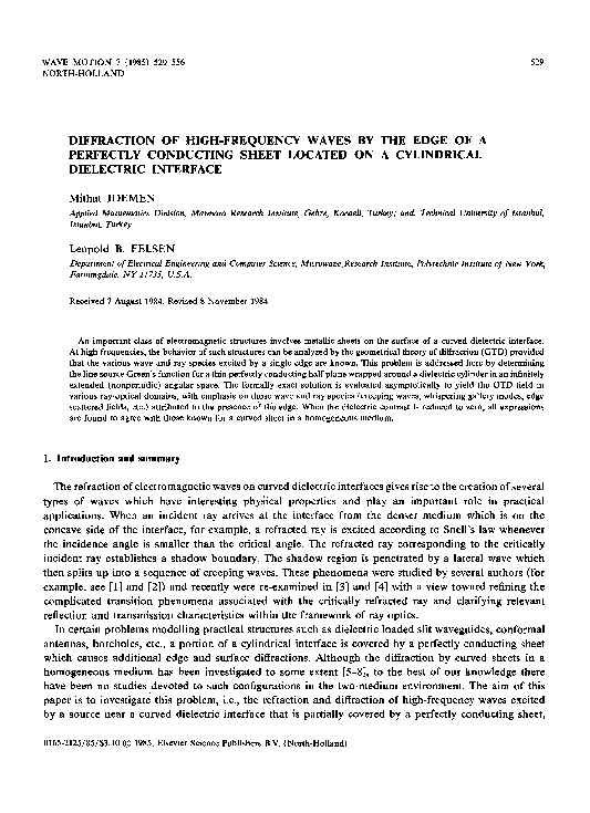 (PDF) Diffraction of High-Frequency Waves by Conducting Sheets