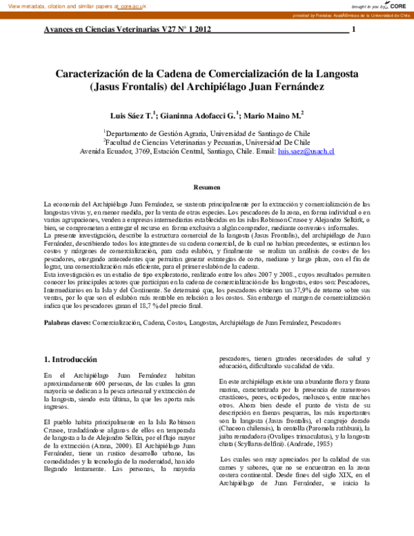 (PDF) Caracterización de la cadena de comercialización de la langosta ...