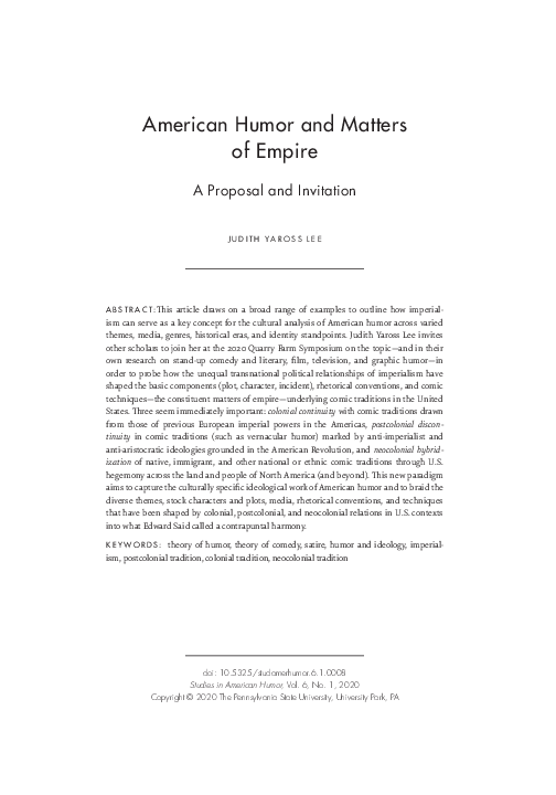 (PDF) American Humor and Matters of Empire