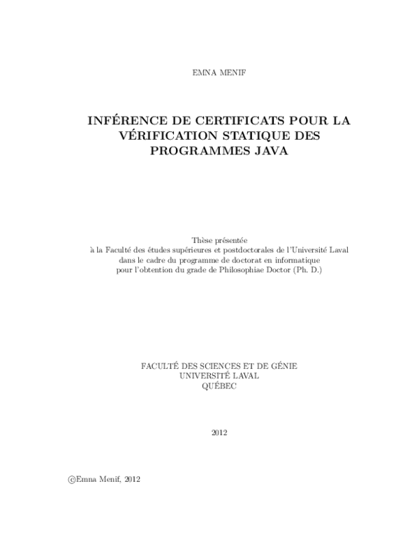(PDF) Inférence de certificats pour la vérification statique des ...