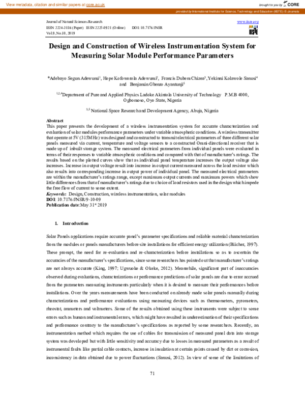 (PDF) Design and Construction of Wireless Instrumentation System for ...