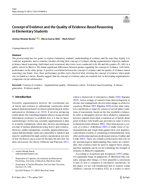(PDF) Concept of Evidence and the Quality of Evidence-Based Reasoning ...