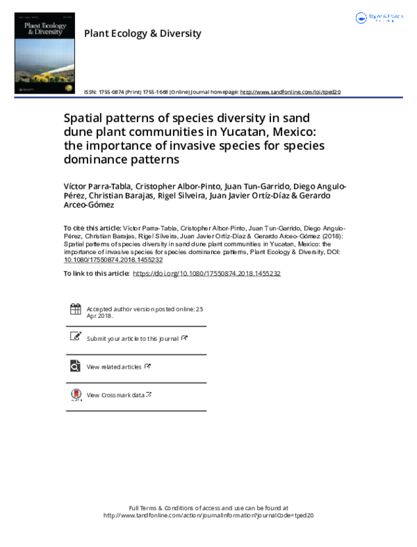(PDF) Spatial patterns of species diversity in sand dune plant communities in Yucatan, Mexico ...