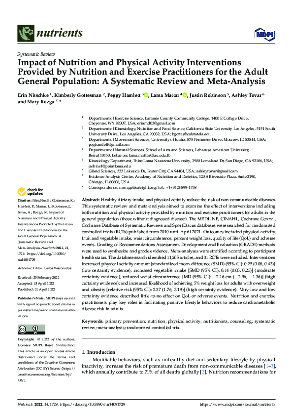 (PDF) Impact of Nutrition and Physical Activity Interventions Provided ...