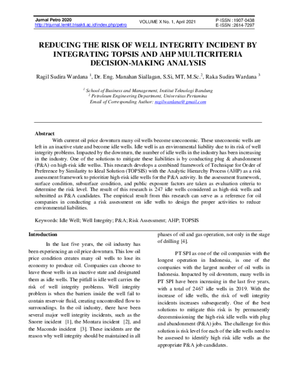 (PDF) Reducing the Risk of Well Integrity Incident by Integrating ...