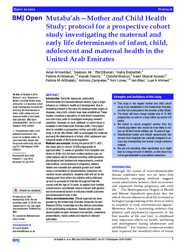 (PDF) Mutaba’ah—Mother and Child Health Study: protocol for a ...