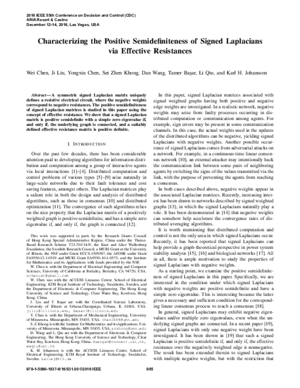 (PDF) Characterizing the positive semidefiniteness of signed Laplacians ...