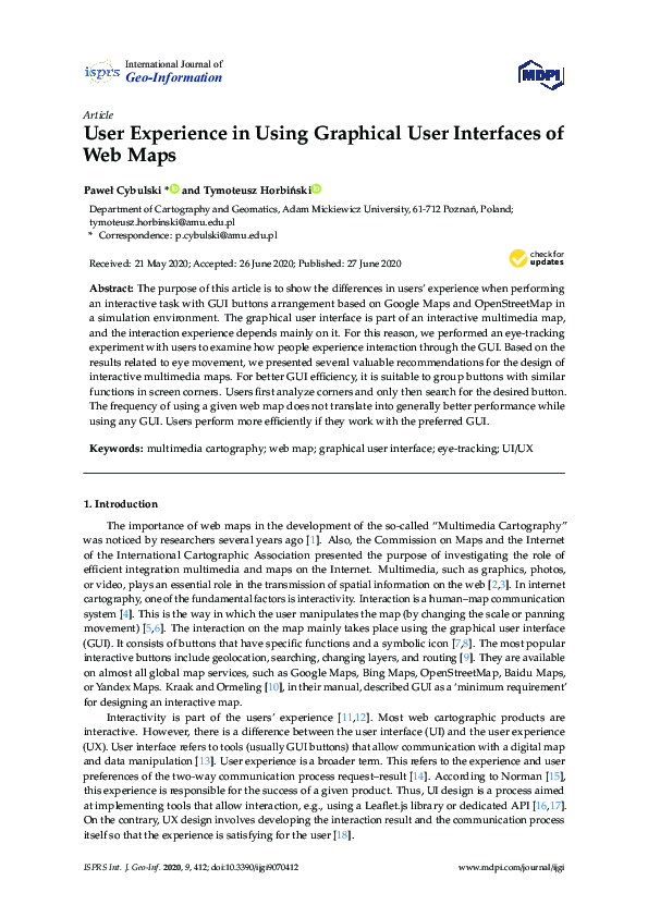(PDF) User Experience in Using Graphical User Interfaces of Web Maps