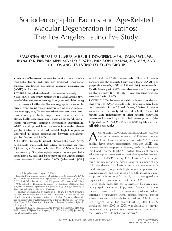 (PDF) Sociodemographic factors and age-related macular degeneration in ...