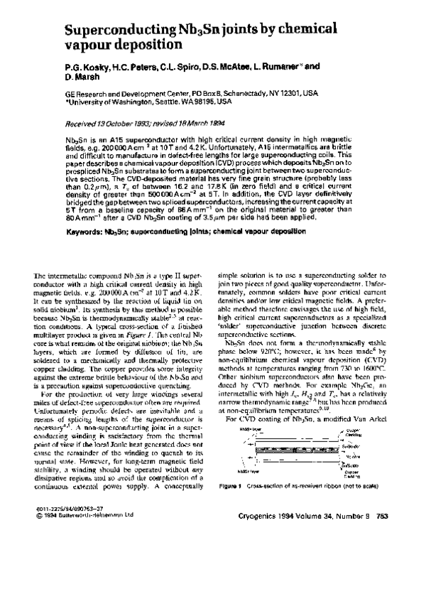 (PDF) Superconducting Nb3Sn joints by chemical vapour deposition