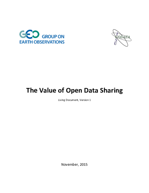 (PDF) The Value of Open Data Sharing: A CODATA Report for the Group on Earth Observations