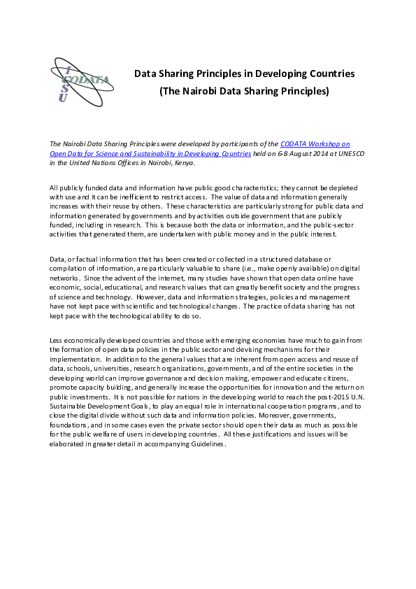(PDF) Data Sharing Principles in Developing Countries