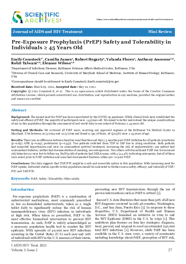 (PDF) Pre-Exposure Prophylaxis (PrEP) Safety and Tolerability in ...