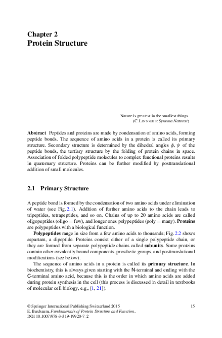 Pdf Protein Structure
