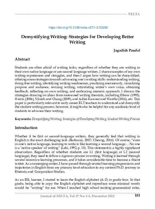 (PDF) Demystifying Writing: Strategies for Developing Better Writing ...