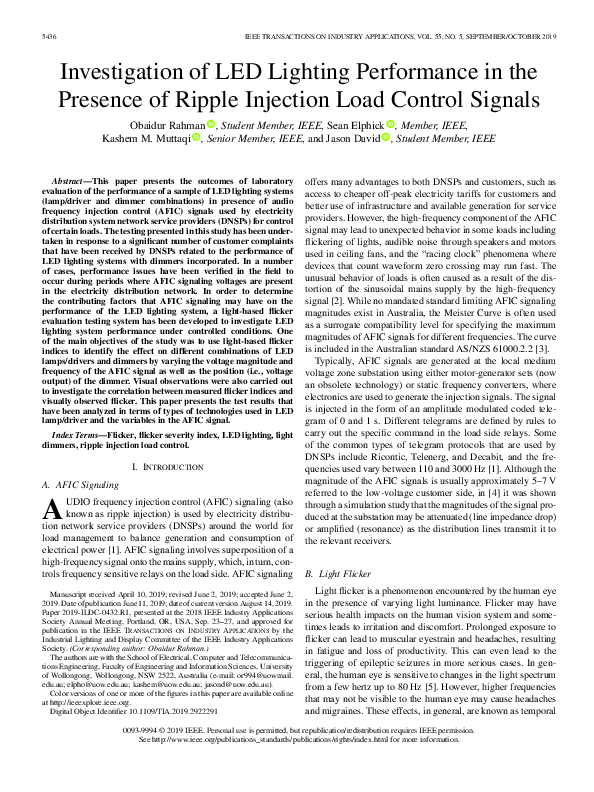 (PDF) Investigation of LED Lighting Performance in the Presence of Ripple Injection Load Control ...