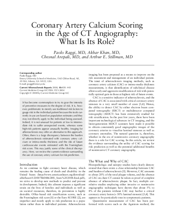 (PDF) Coronary artery calcium scoring in the age of CT angiography ...