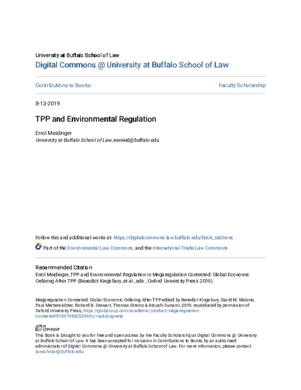 (PDF) TPP and Environmental Regulation