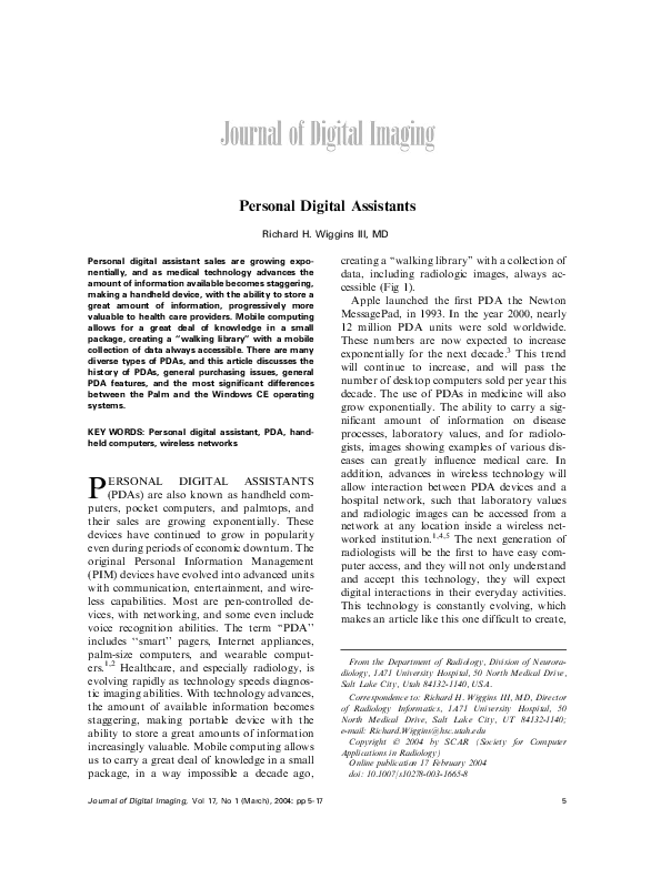 (PDF) Personal Digital Assistants