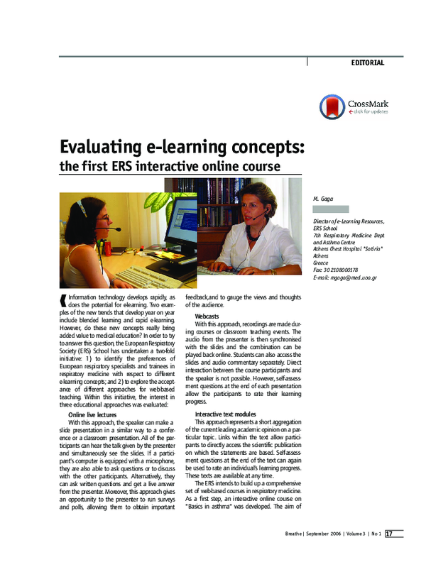 (PDF) Evaluating e-learning concepts: the first ERS interactive online course