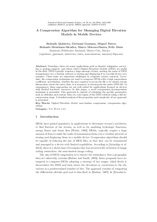 (PDF) A Compression Algorithm for Managing Digital Elevation Models in Mobile Devices