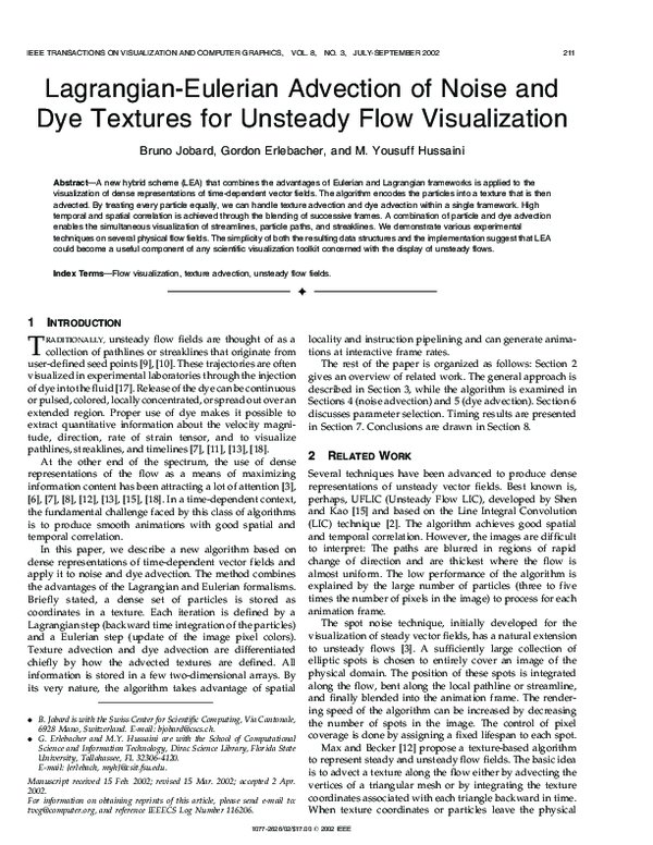 (PDF) Lagrangian-Eulerian advection of noise and dye textures for unsteady flow visualization