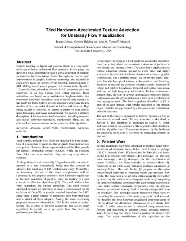 Pdf Hardware Accelerated Texture Advection For Unsteady Flow