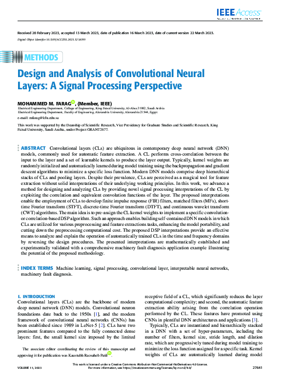 (PDF) Design and Analysis of Convolutional Neural Layers: A Signal Processing Perspective