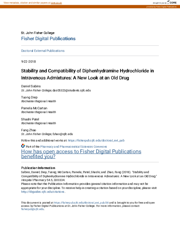(PDF) Stability and Compatibility of Diphenhydramine Hydrochloride in ...