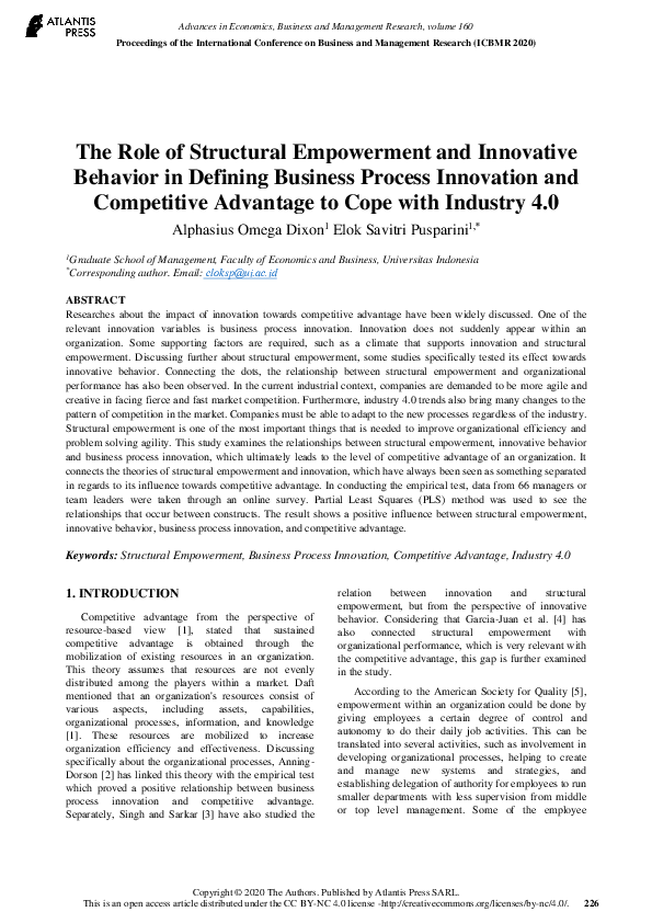 (PDF) The Role of Structural Empowerment and Innovative Behavior in ...