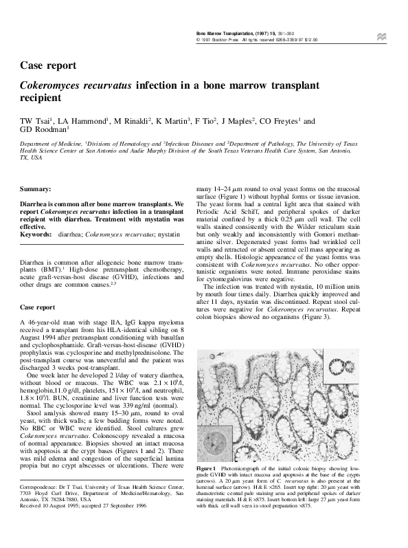 (PDF) Cokeromyces recurvatus infection in a bone marrow transplant ...