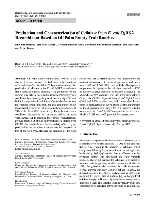 (PDF) Production and Characterization of Cellulase-Free Xylanase from Trichoderma inhamatum