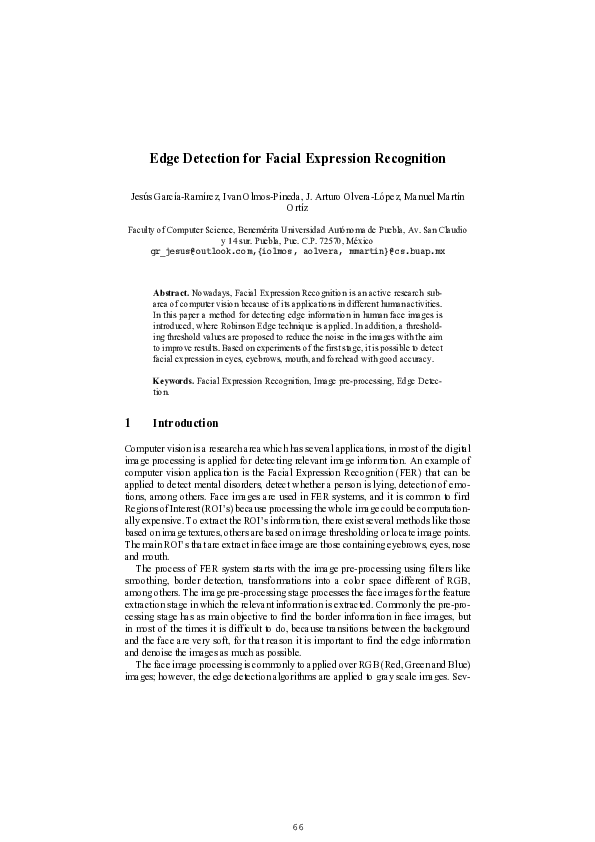 Pdf Edge Detection For Facial Expression Recognition Jesús García