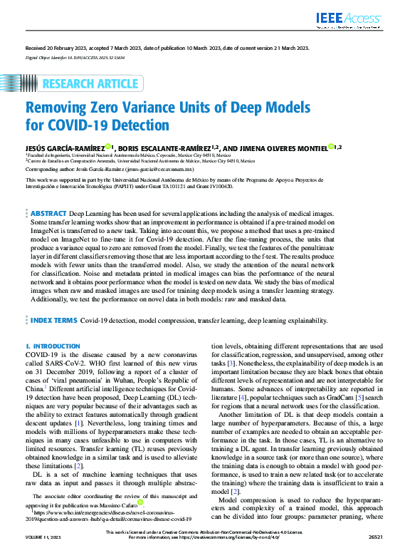 (PDF) Removing Zero Variance Units of Deep Models for COVID-19 Detection