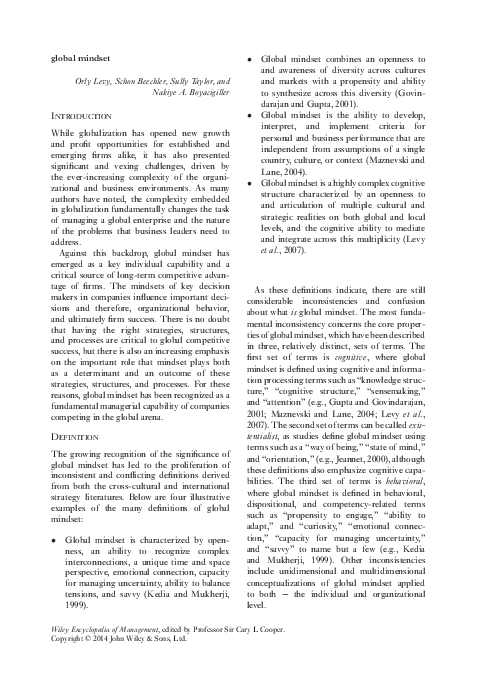 (PDF) Global Mindset