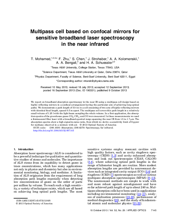 (PDF) Multipass cell based on confocal mirrors for sensitive broadband ...