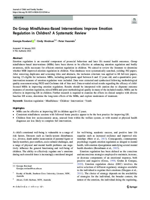 (PDF) Do Group Mindfulness-Based Interventions Improve Emotion ...
