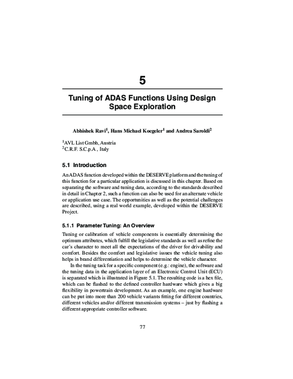 (PDF) Tuning of ADAS Functions Using Design Space Exploration
