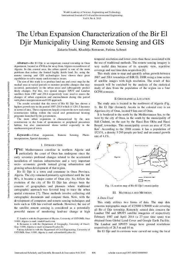 (PDF) The Urban Expansion Characterization Of The Bir El Djir ...