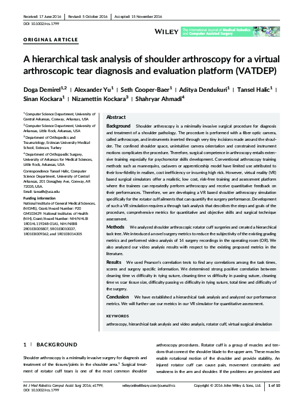 (PDF) A hierarchical task analysis of shoulder arthroscopy for a virtual arthroscopic tear ...