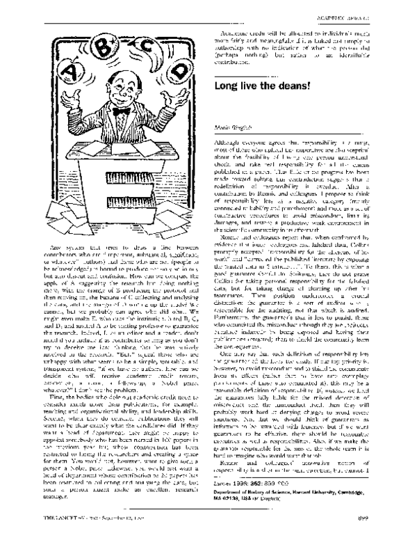 (PDF) Long live the deans! | MARIO BIAGIOLI - Academia.edu