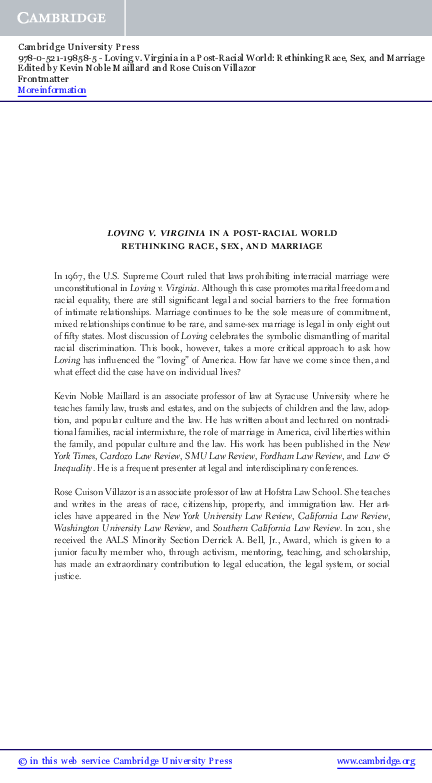 (PDF) Loving vs. Virginia in a Post-Racial World